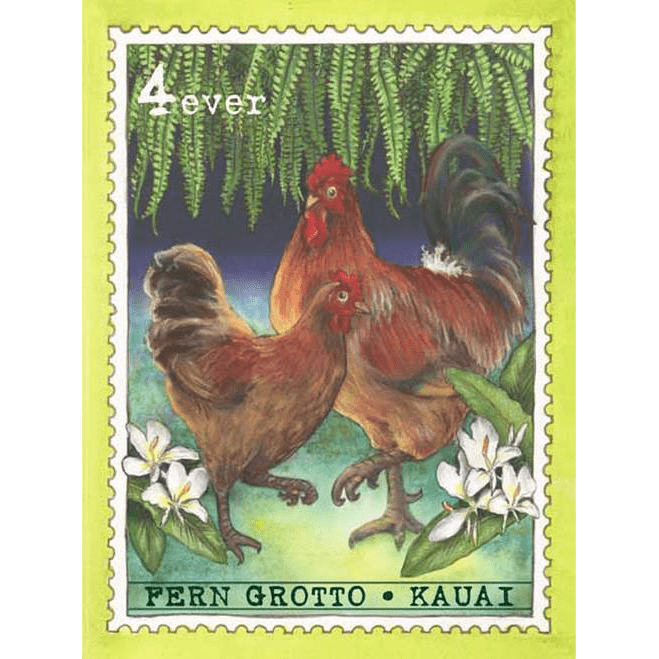 Fern Grotto Chickens, Kauai 4¢ Post Stamp – Banana Patch Studio